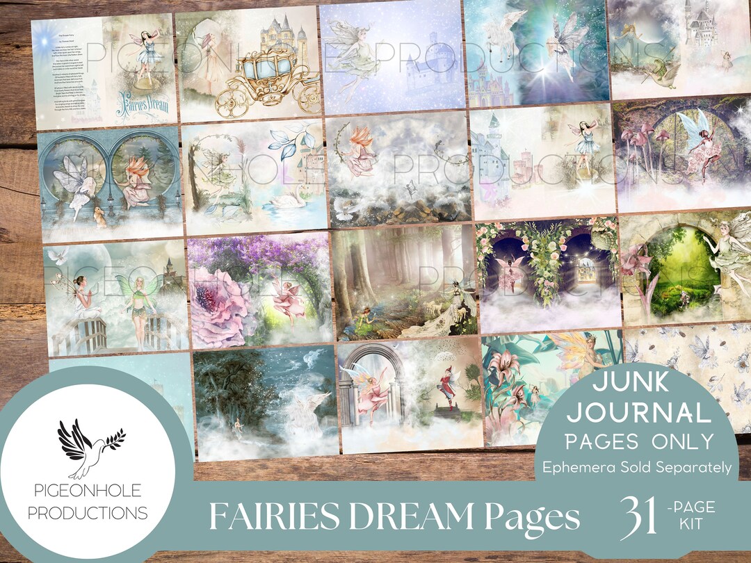 Fairies Dream Junk Journal Pages, PRINTABLE, 31 Collaged, Lined ...