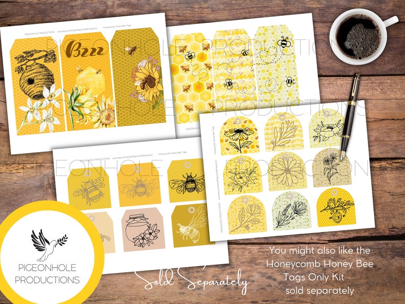 Honeycomb & Honey Bee Paper Kitprintable20 Sheetsjunk - Etsy