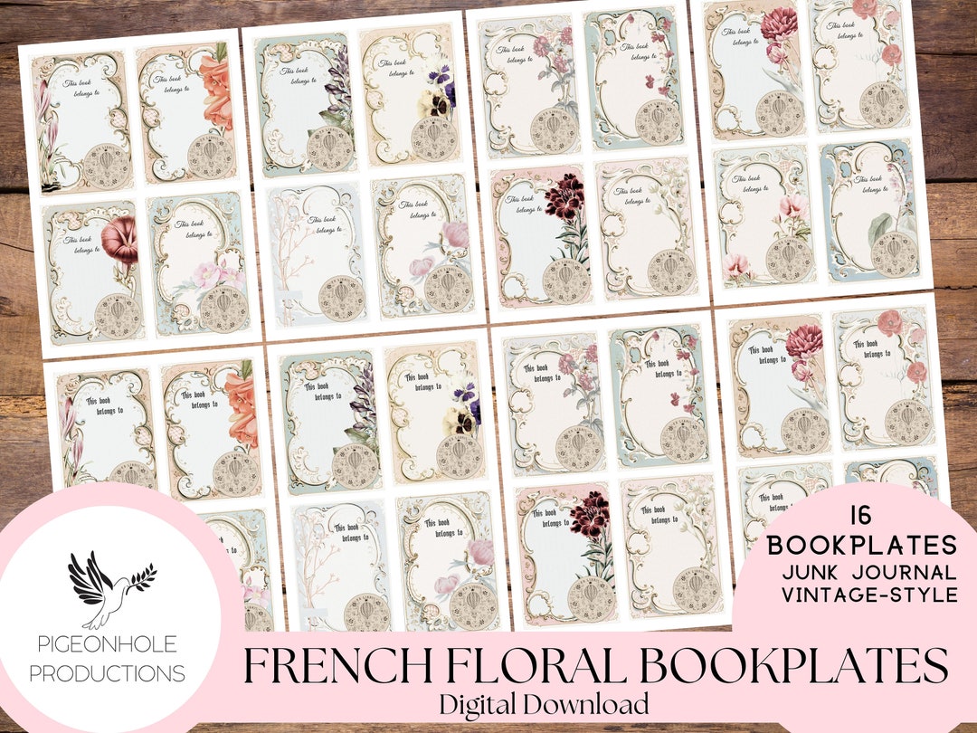 Vintage French Floral Bookplates—printable—32 Ex Libris Labels With ...