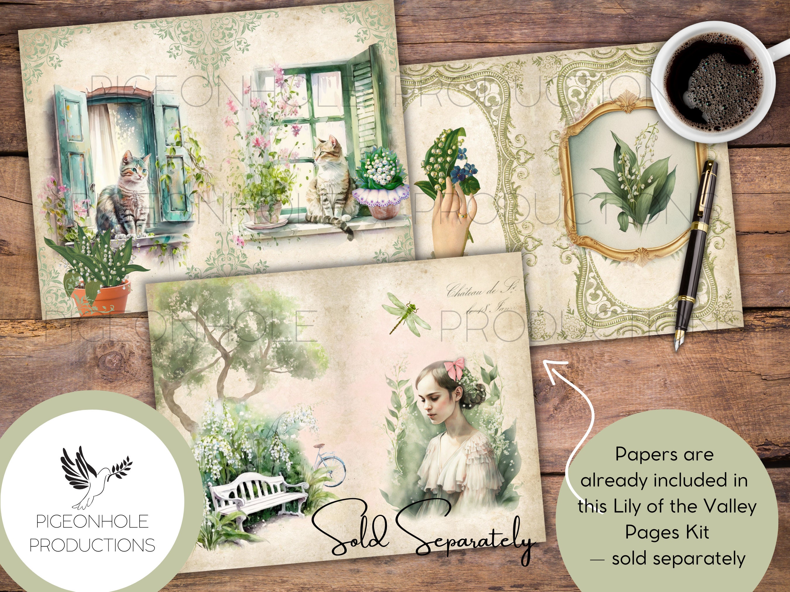 Lily of the Valley Lined & Unlined Papers, PRINTABLE, 29 Sheets, Pretty ...