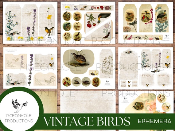 Vintage Birds EPHEMERA Printable for Junk Journals - Etsy