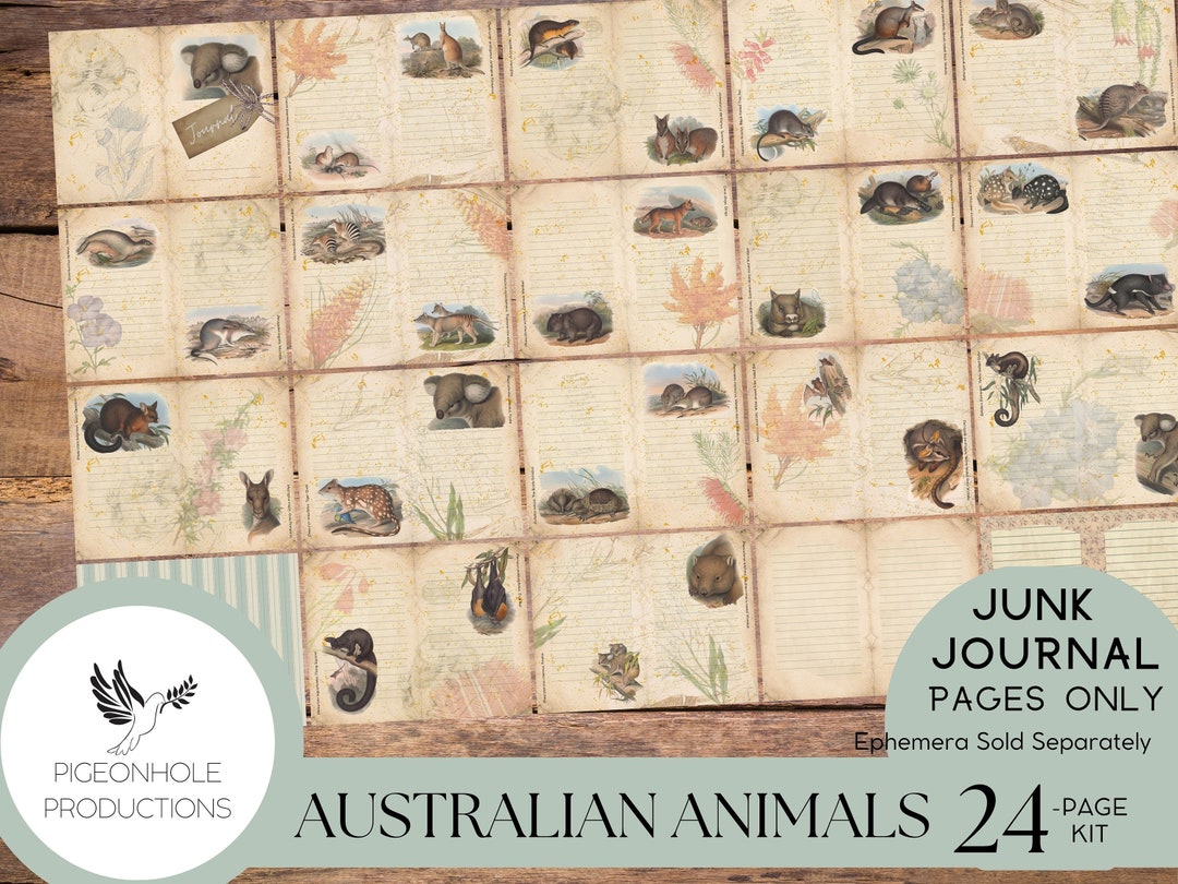 Australian Animals Junk Journal Pages Only, PRINTABLE, 24 Pages ...