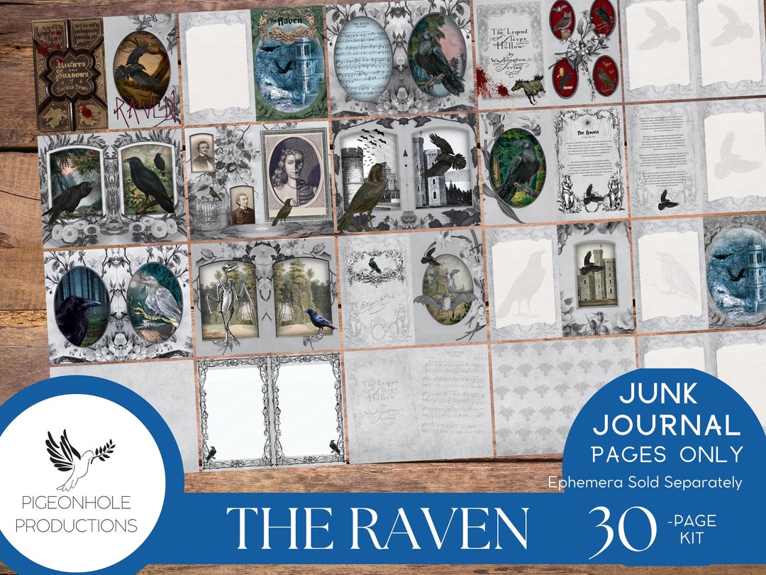 The Raven Junk Journal Kit Pages Only—printable—halloween Goth—tribute ...