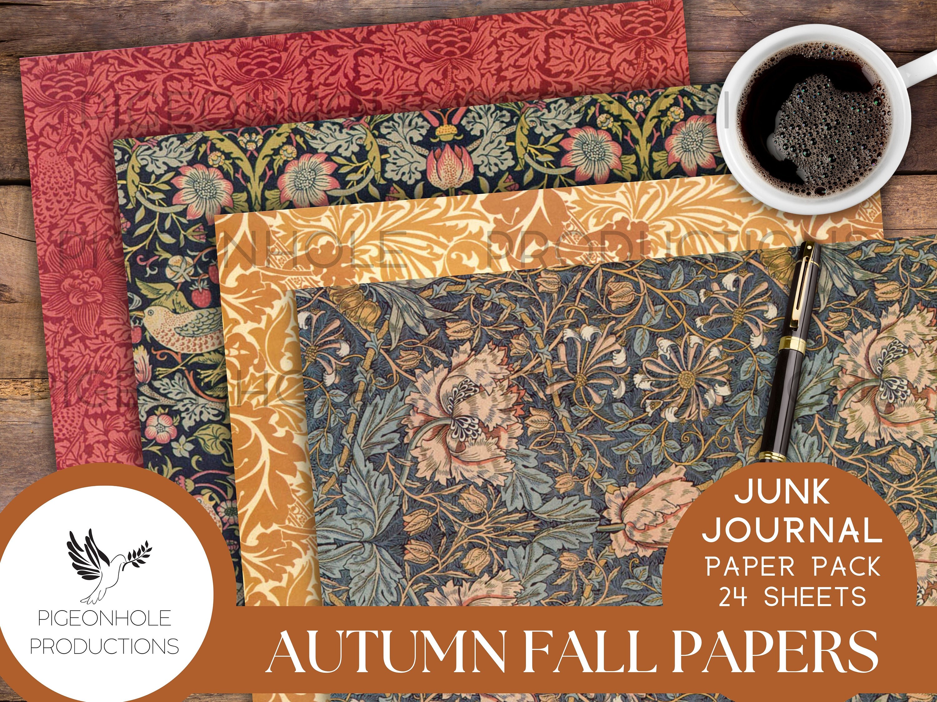 Autumn Fall Paper Pack, PRINTABLE, for Junk Journals and Other Paper ...