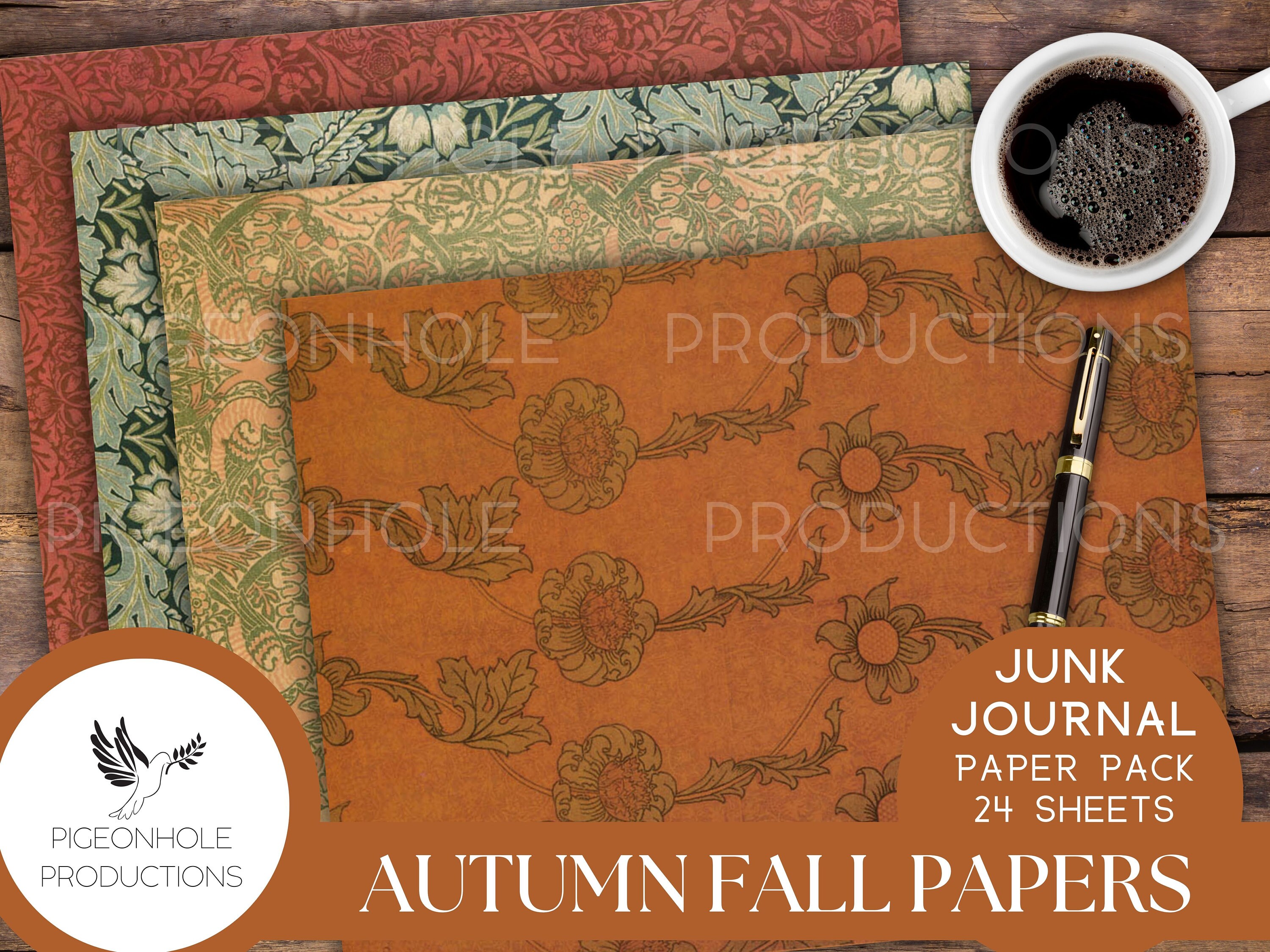 Autumn Fall Paper Pack, PRINTABLE, for Junk Journals and Other Paper ...