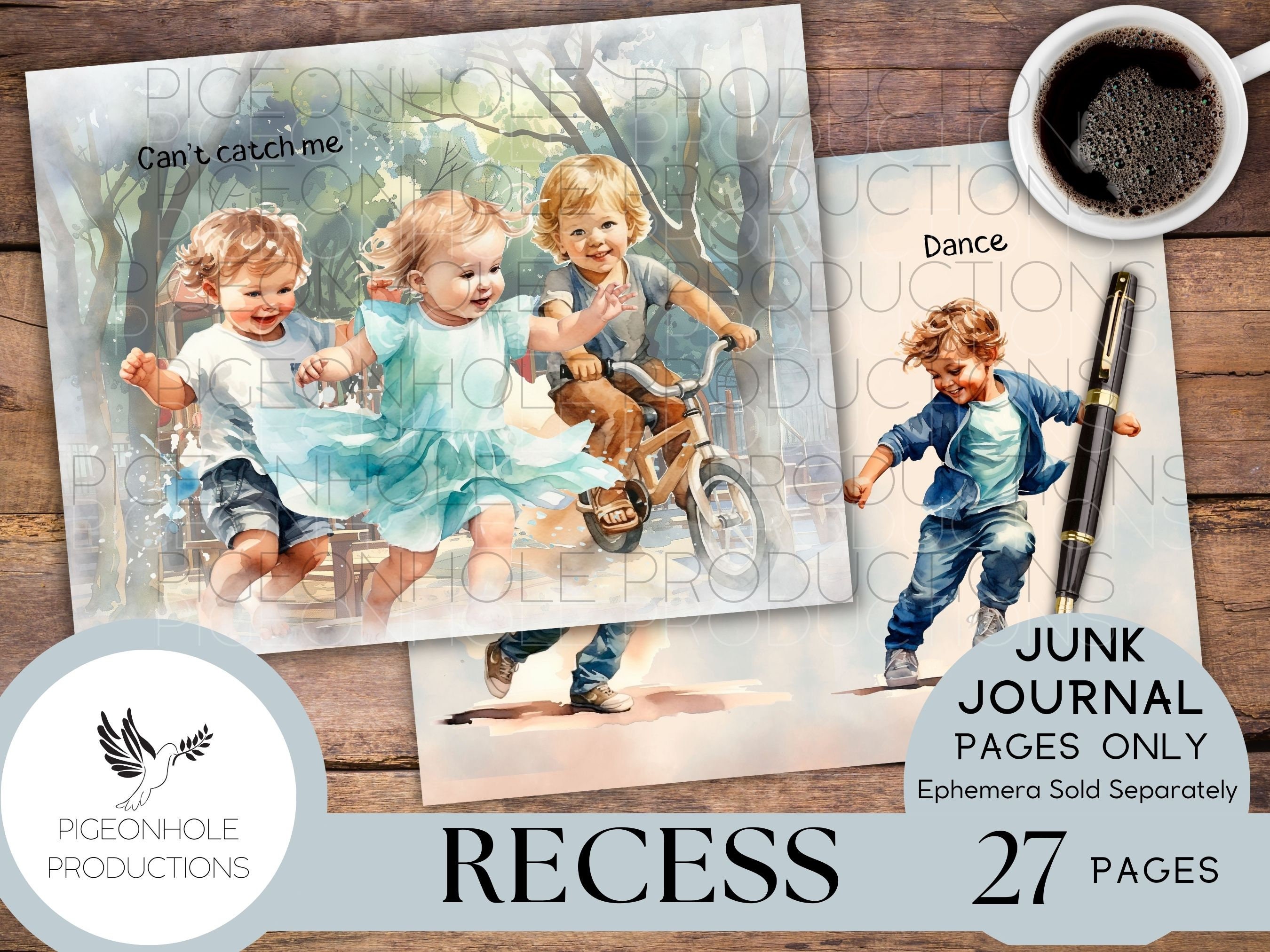 Recess Junk Journal Pages Only Kit, PRINTABLE, 27 Collage, Lined ...
