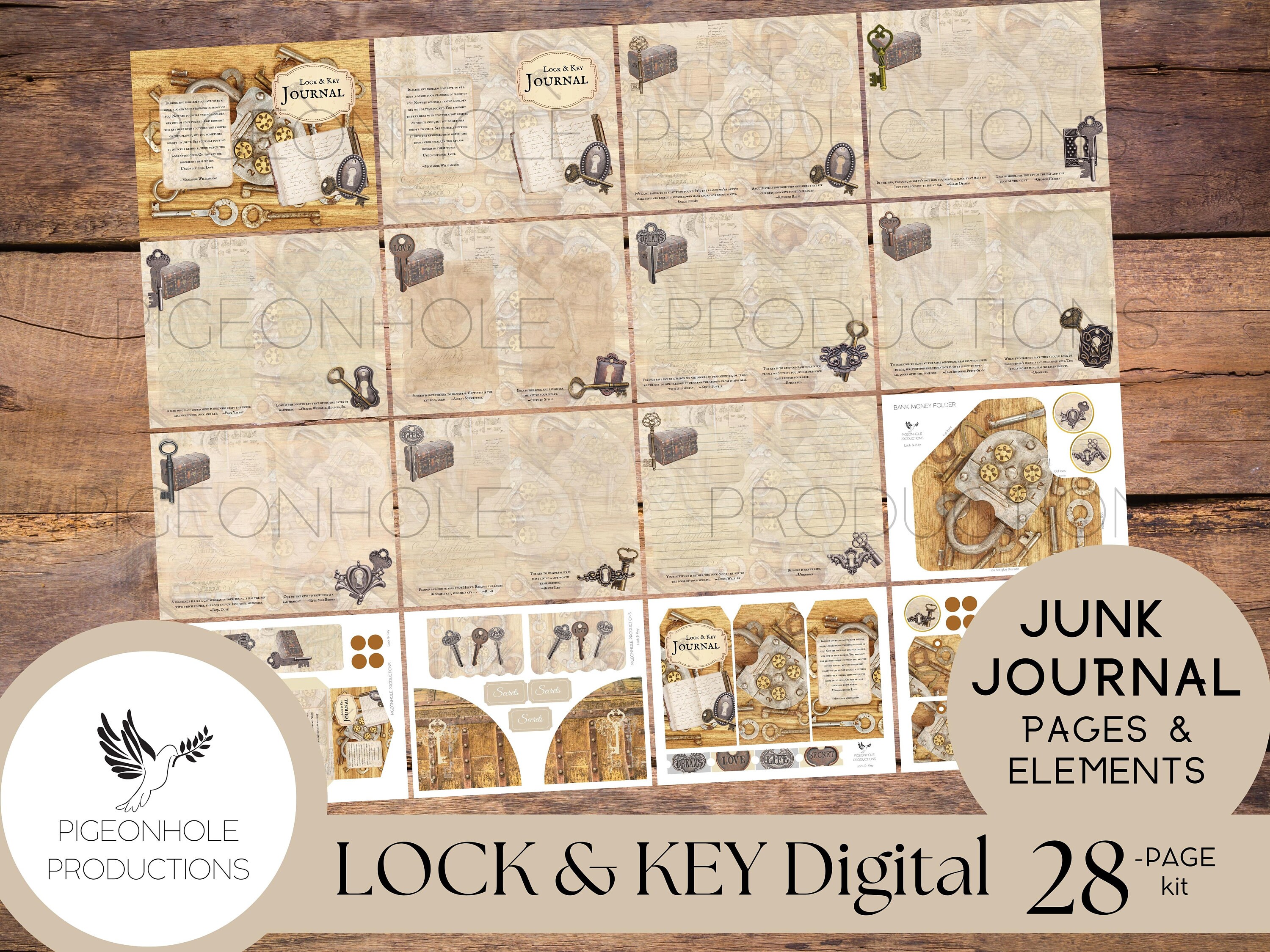 Vintage Lock & Key Junk Journal Kitprintablewith Uplifting Quotes28 ...