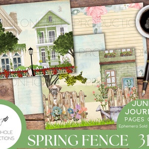 Spring Fence Junk Journal Pagesprintable31 Decorative/background ...