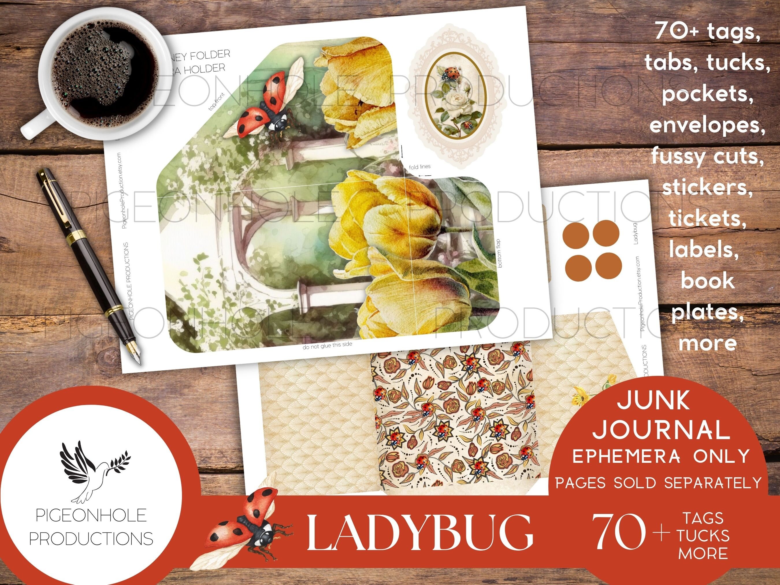 Ladybug Junk Journal EPHEMERA PRINTABLE 70 Tags Tucks - Etsy