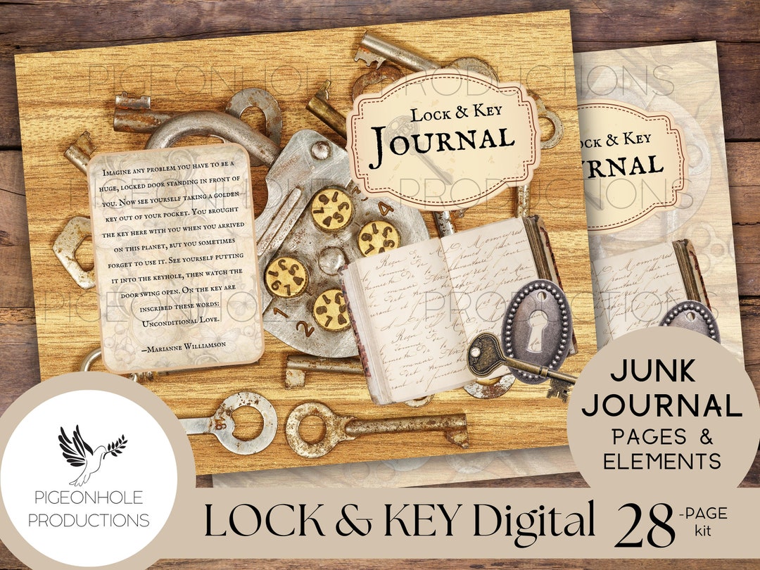 Vintage Lock & Key Junk Journal Kitprintablewith Uplifting Quotes28 ...
