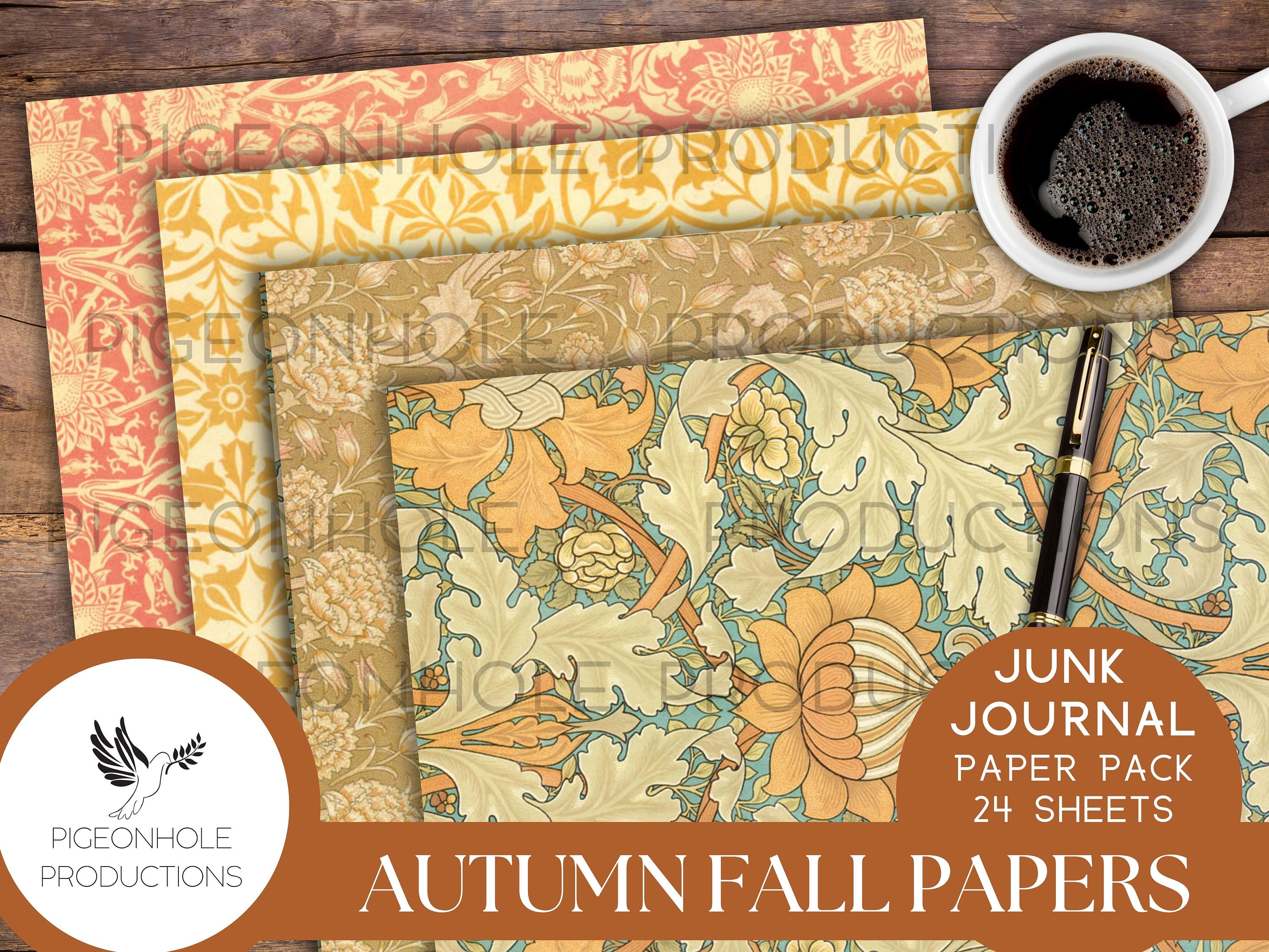 Autumn Fall Paper Pack, PRINTABLE, for Junk Journals and Other Paper ...