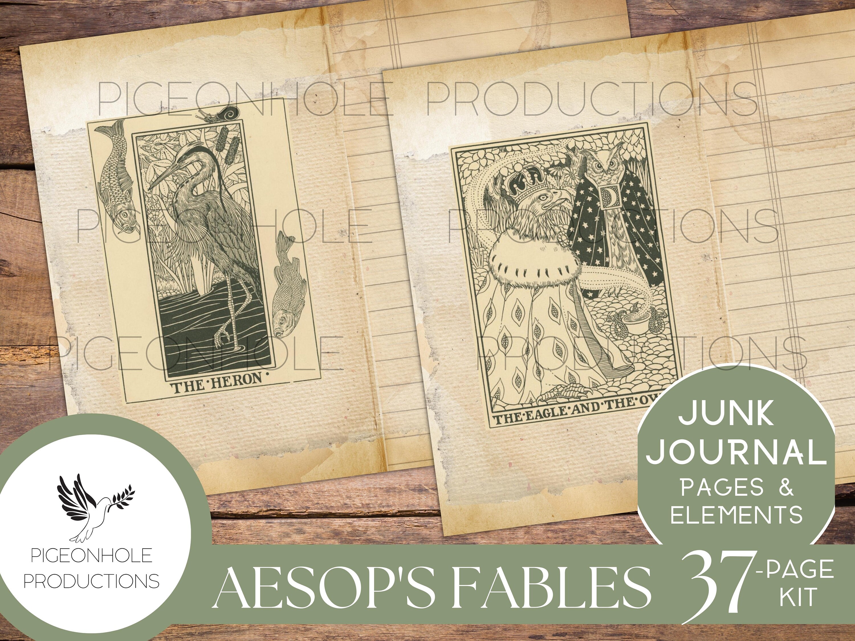 Aesop's Fables Junk Journal Kit, PRINTABLE, 37 Pages, Backgrounds ...