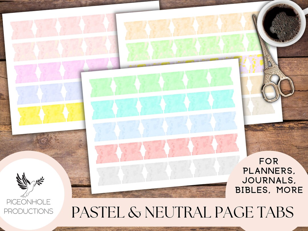Pastel & Neutral Page Tabsprintablefor Planners, Journals, Bibles ...