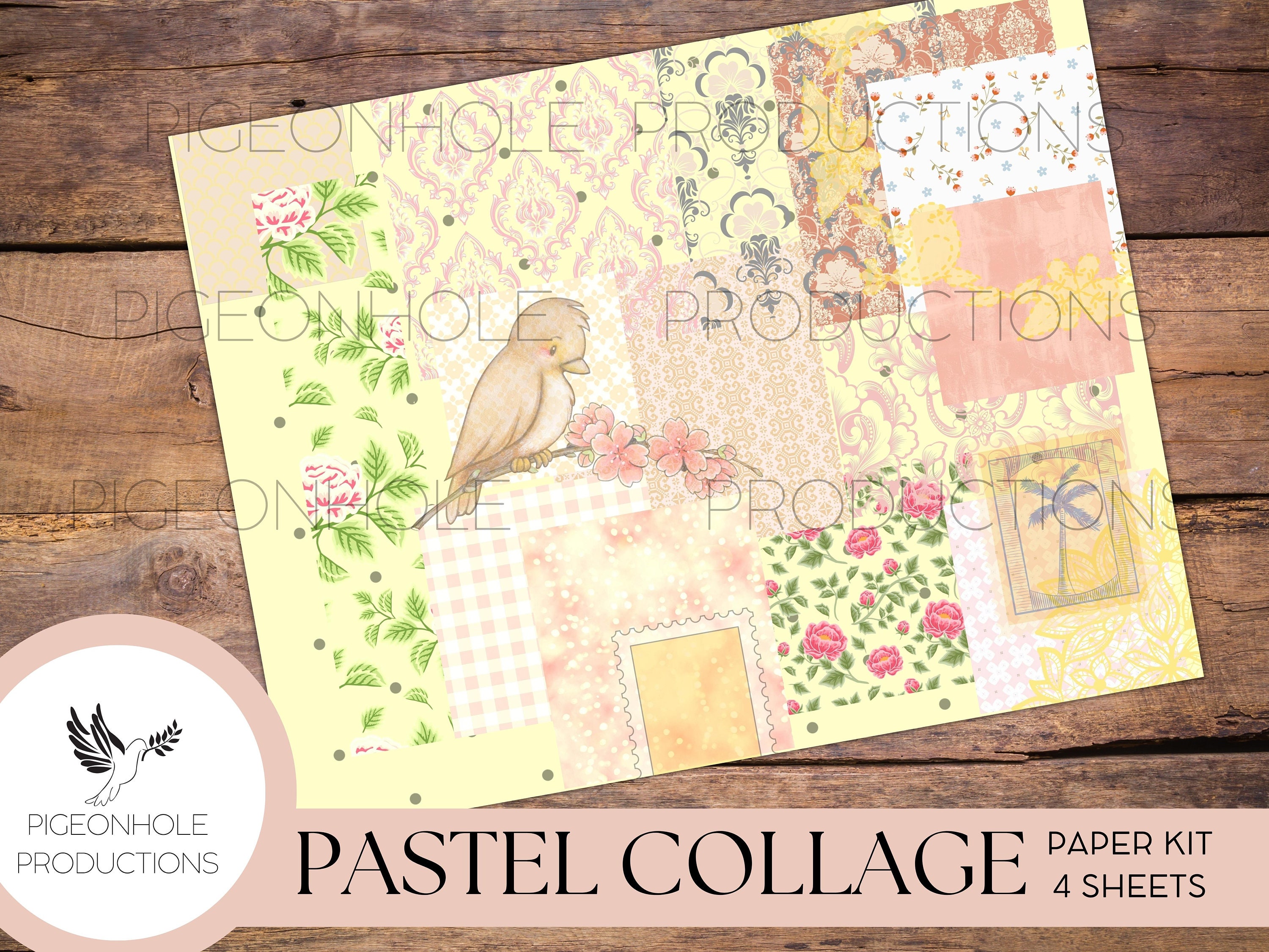 Pastel Collage Paper Kit, PRINTABLE, for Junk Journals, Scrapbooking ...