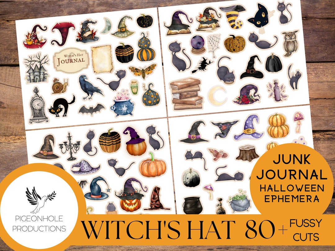 Witch's Hat Halloween FUSSY CUTSPRINTABLE80 Witch Hats, Cats, Bats ...