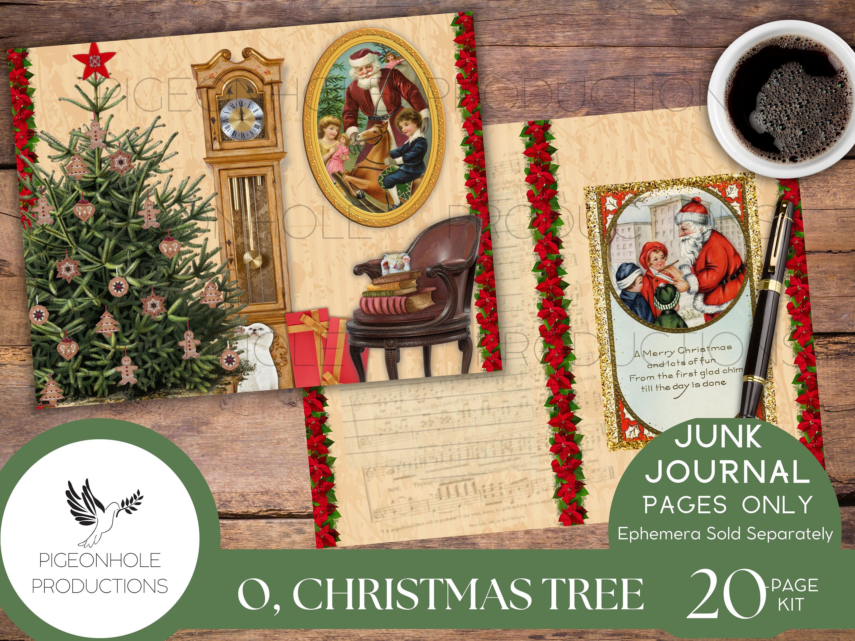 O, Christmas Tree Junk Journal Kit Pagesprintable20 Sheetsevery Tree is ...