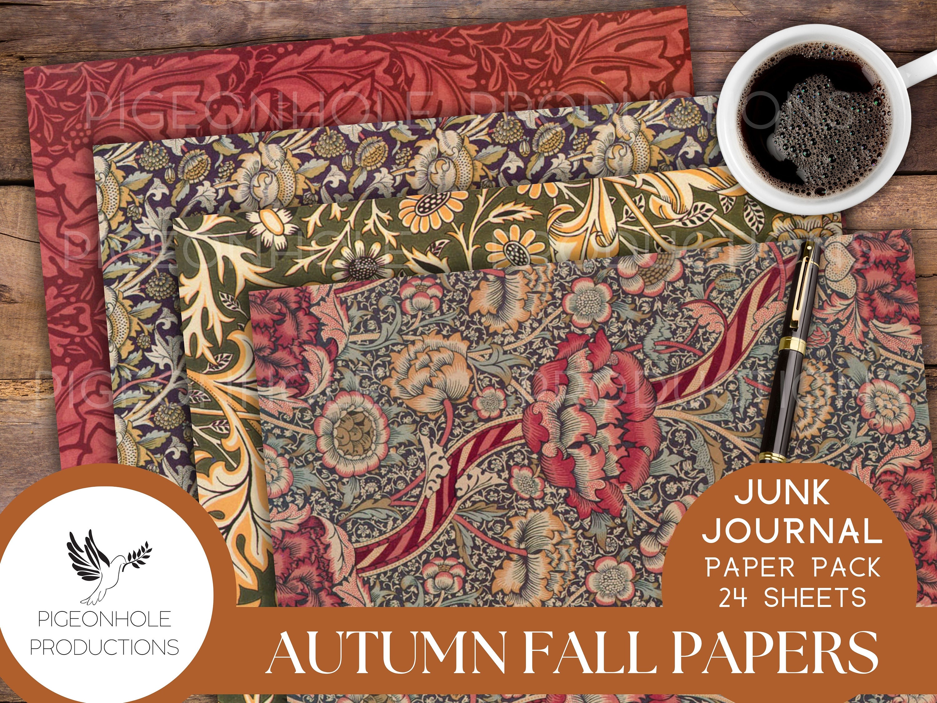 Autumn Fall Paper Pack, PRINTABLE, for Junk Journals and Other Paper ...