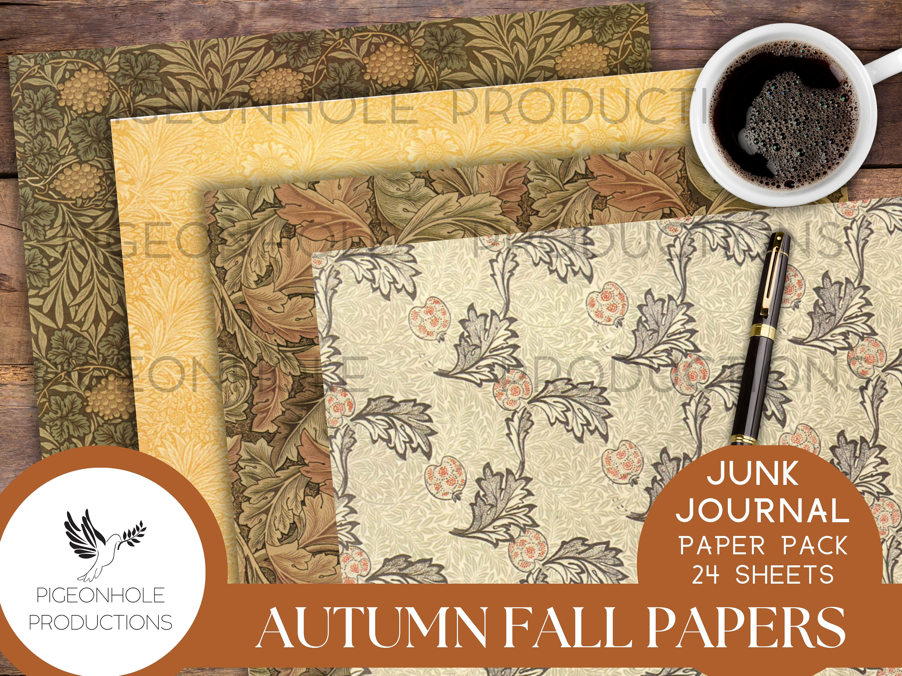 Autumn Fall Paper Pack, PRINTABLE, for Junk Journals and Other Paper ...