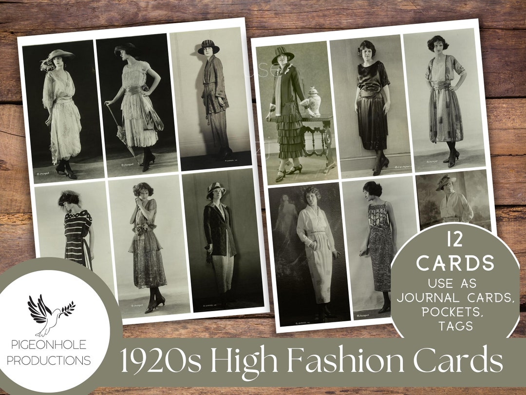 1920s High Fashion Cards, PRINTABLE, Lovely Vintage Photos, 12 Cards ...