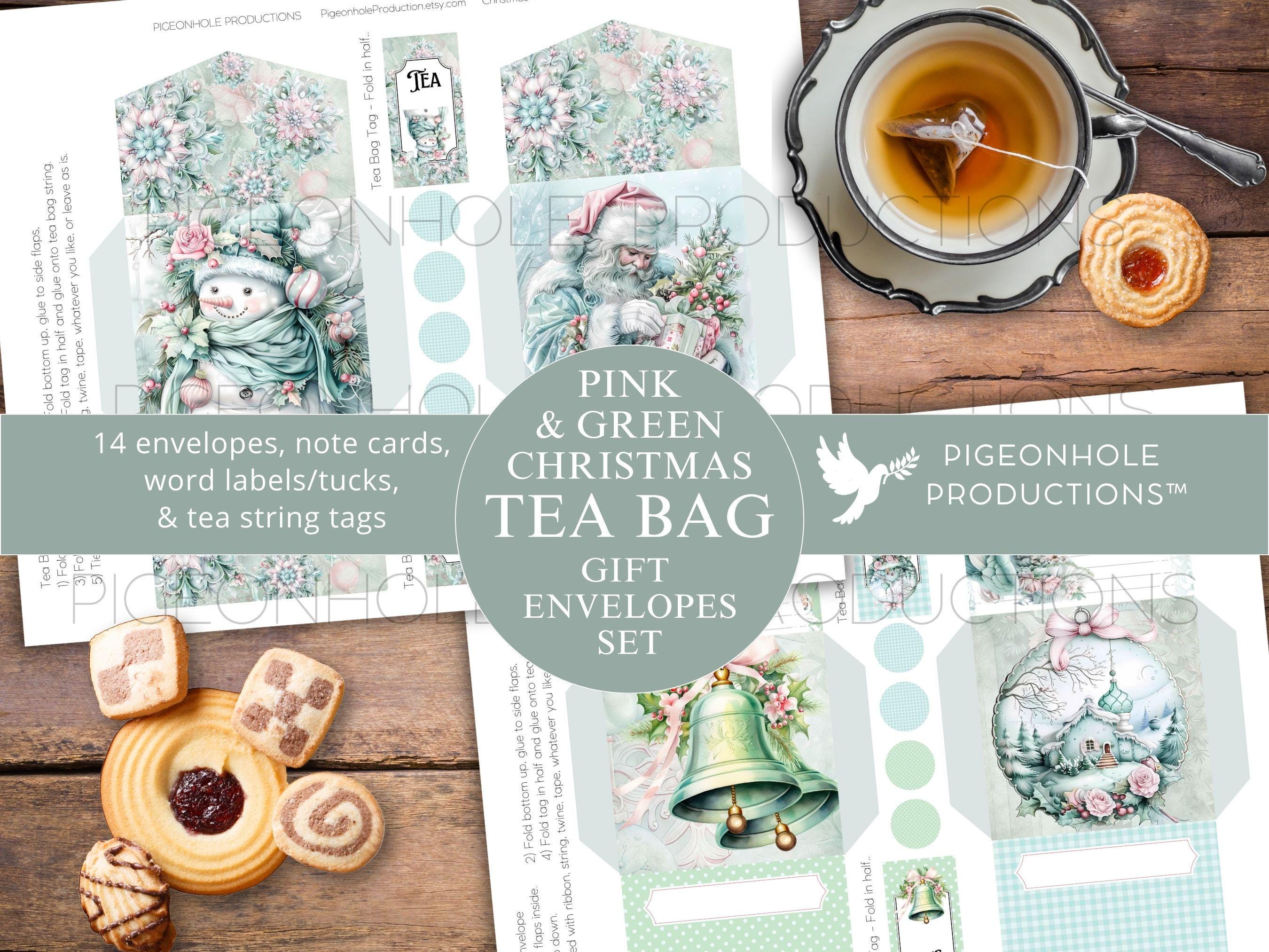 Christmas Tea Bag Envelope Kit, PRINTABLE, 14 Envelopes With Note Cards ...