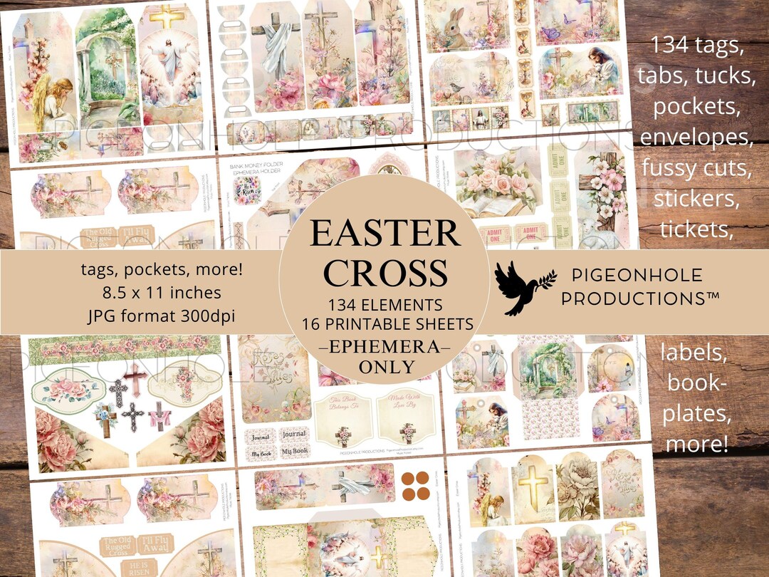 Easter Cross Junk Journal PRINTABLE—134+ Tags, Tucks, Pockets ...