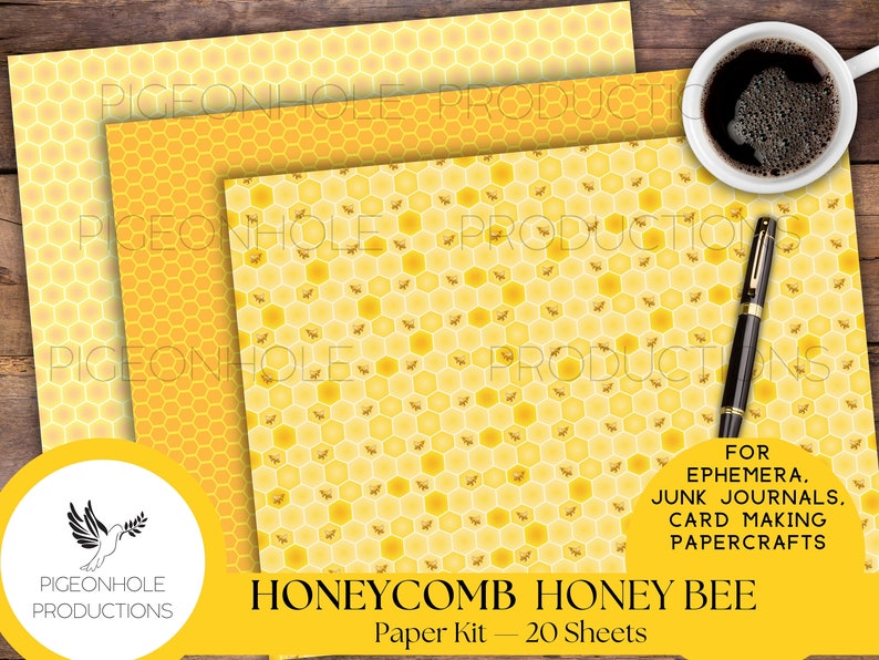 Honeycomb & Honey Bee Paper Kitprintable20 Sheetsjunk - Etsy