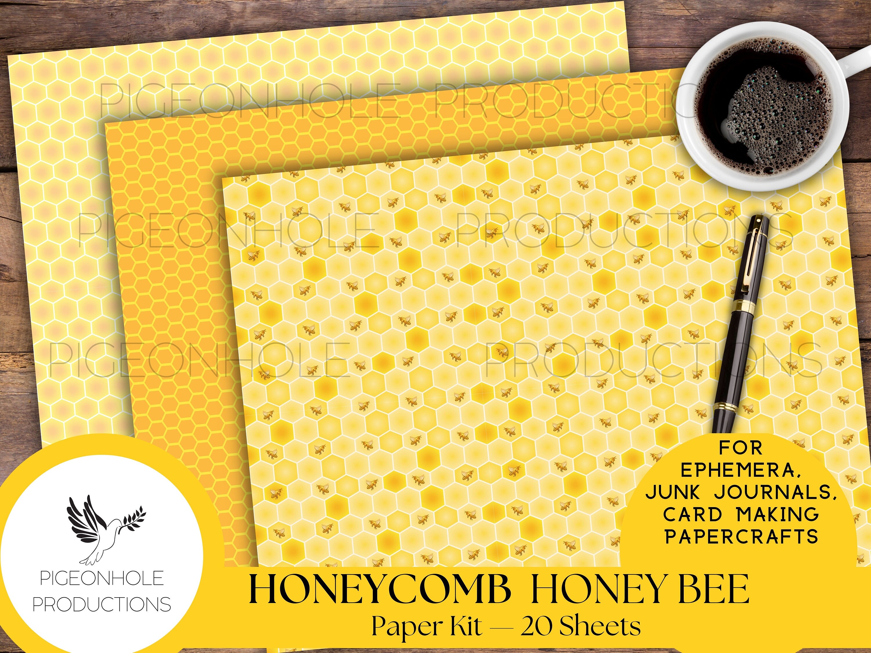 Honeycomb & Honey Bee Paper Kitprintable20 Sheetsjunk - Etsy