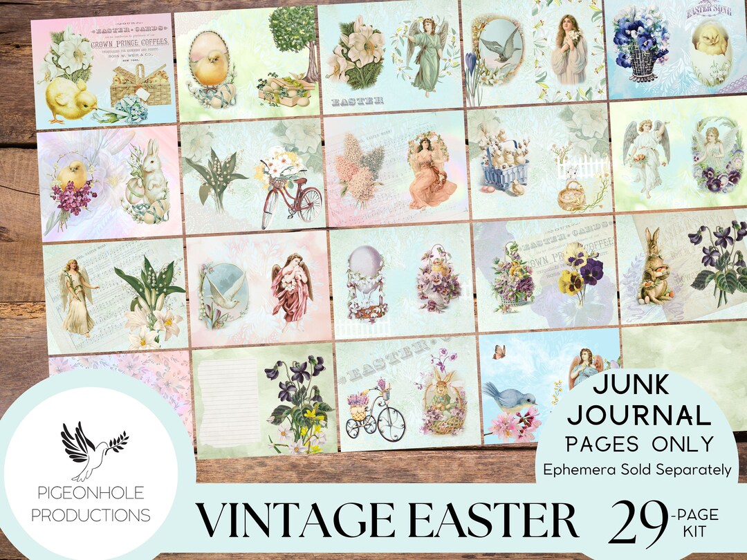 Vintage Easter Junk Journal Kit Pages—printable—29 Sheets—beautiful ...