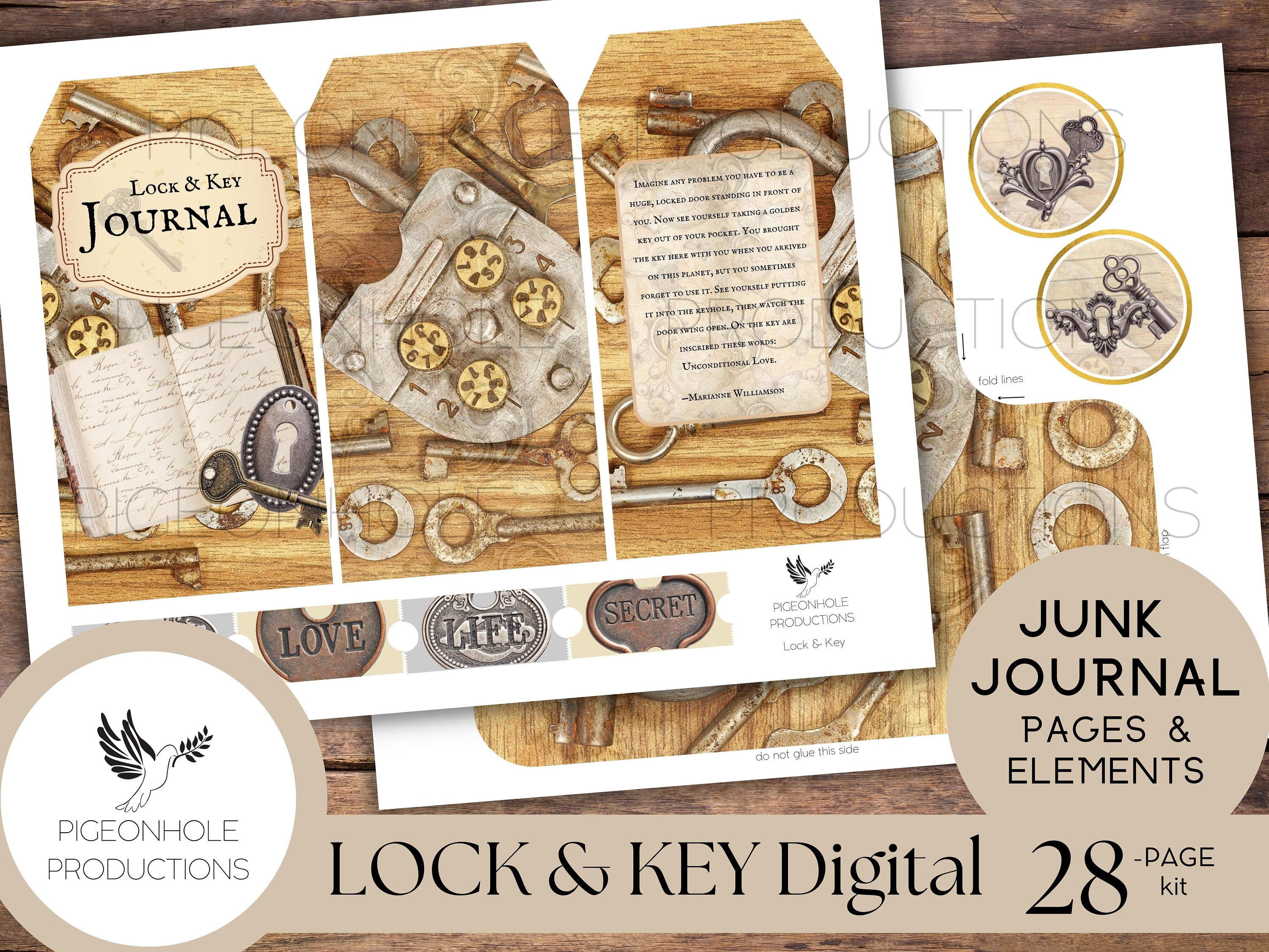 Vintage Lock & Key Junk Journal Kitprintablewith Uplifting Quotes28 ...