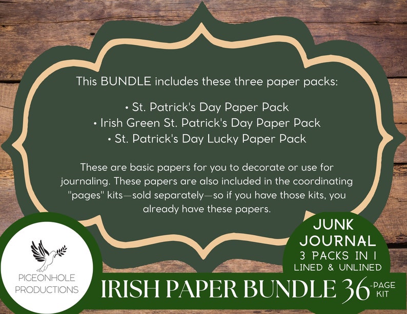 Irish Green Paper Pack BUNDLE, PRINTABLE, 36 Green Papers for Junk ...