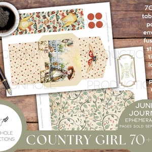 Country Girl Journal EPHEMERA, PRINTABLE, 70 Tags, Tucks, Pockets ...
