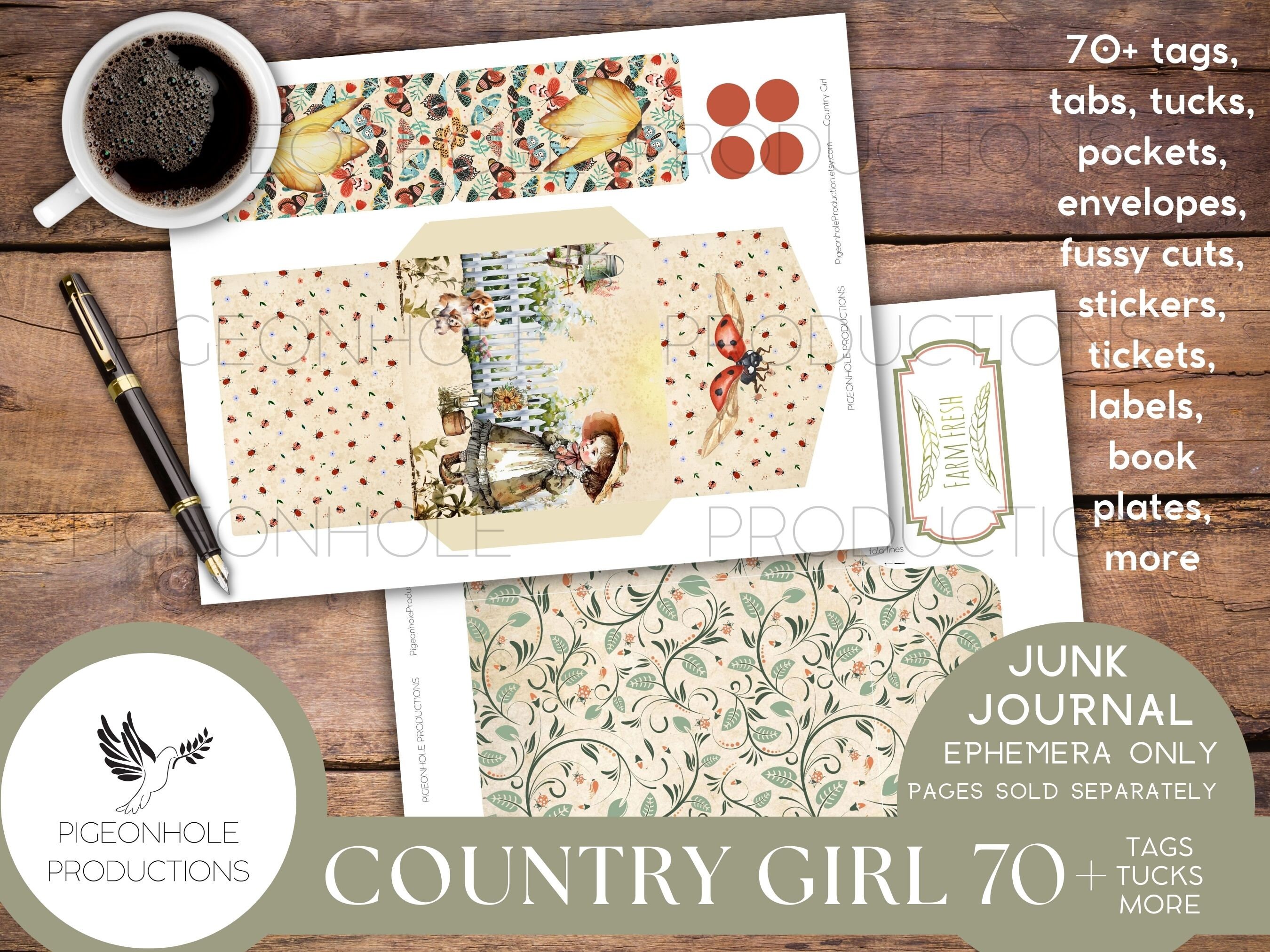 Country Girl Journal EPHEMERA PRINTABLE 70 Tags Tucks - Etsy