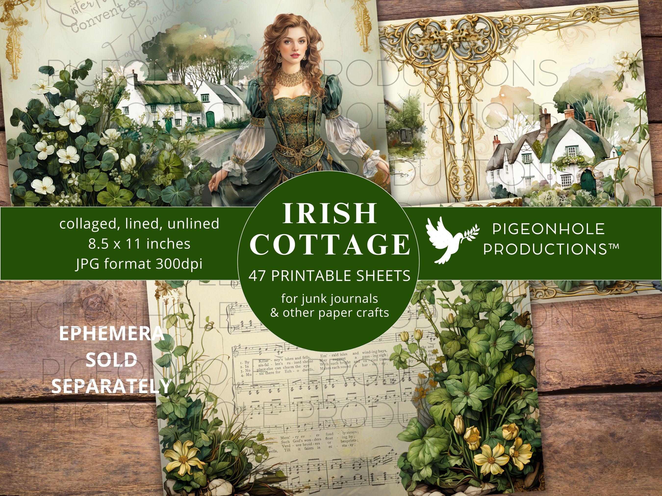 Irish Cottage Junk Journal PAGES, PRINTABLE, 47 Page Kit Makes 94 ...