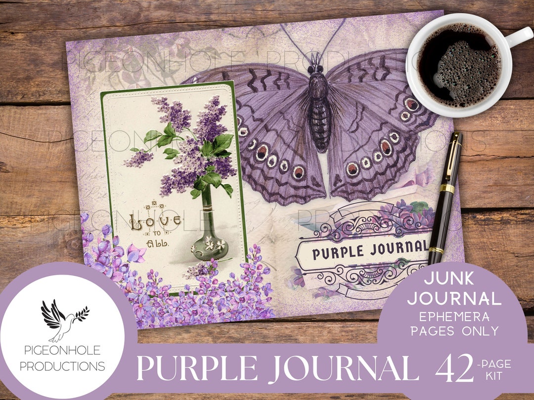 Purple Junk Journal Pages, PRINTABLE, 42 Decorative, Background ...