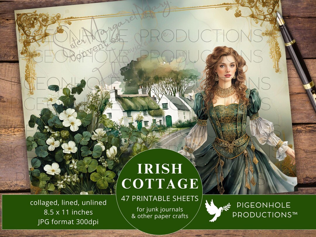 Irish Cottage Junk Journal PAGES, PRINTABLE, 47 Page Kit Makes 94 ...