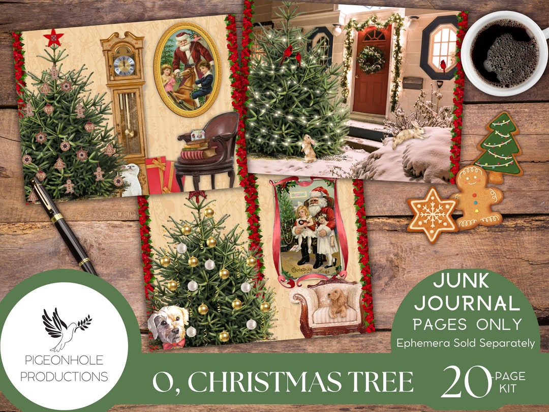 O, Christmas Tree Junk Journal Kit Pages—printable—20 Sheets—every Tree ...