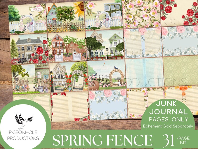 Spring Fence Junk Journal Pagesprintable31 Decorative/background ...