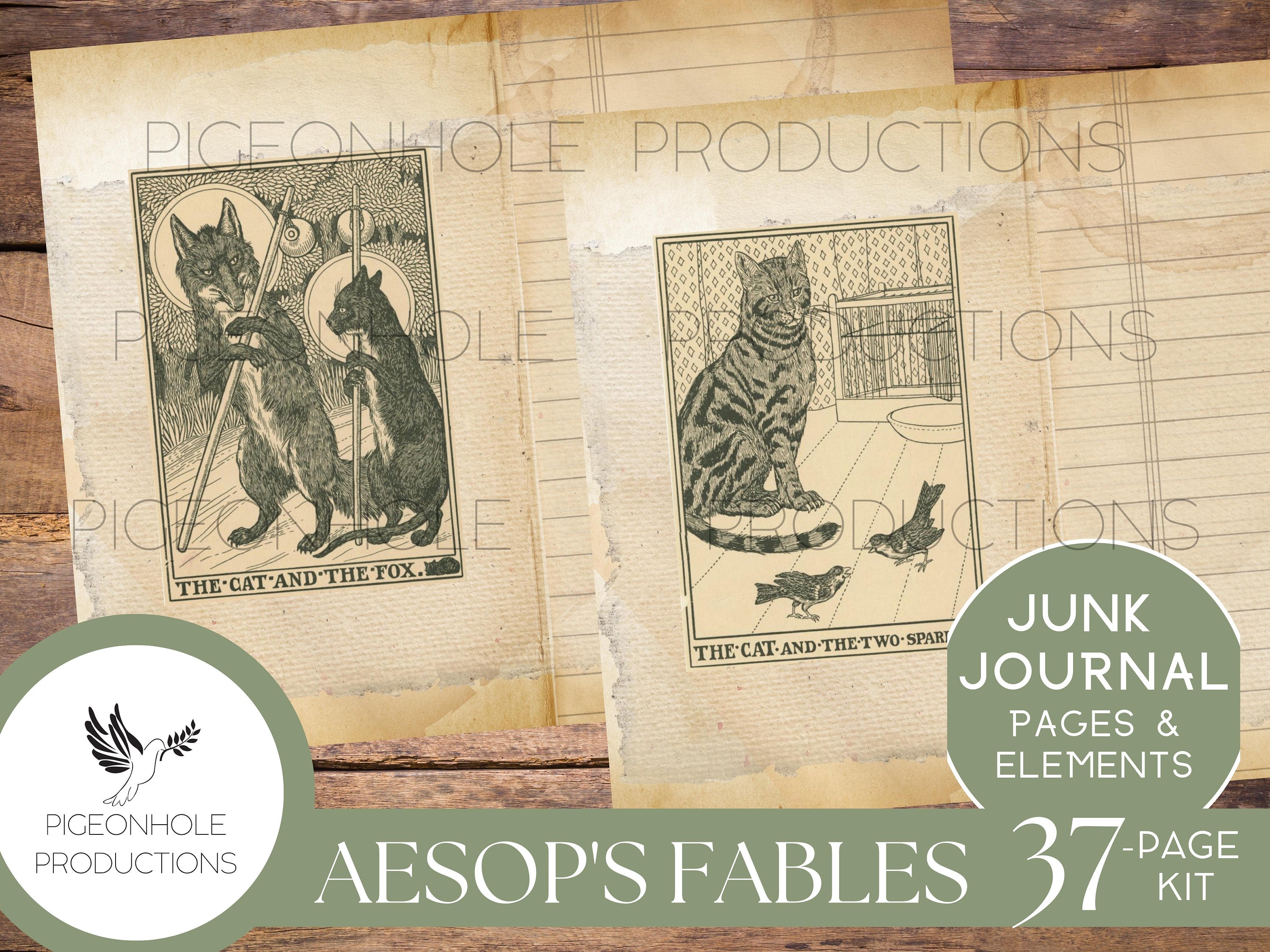 Aesop's Fables Junk Journal Kit, PRINTABLE, 37 Pages, Backgrounds ...