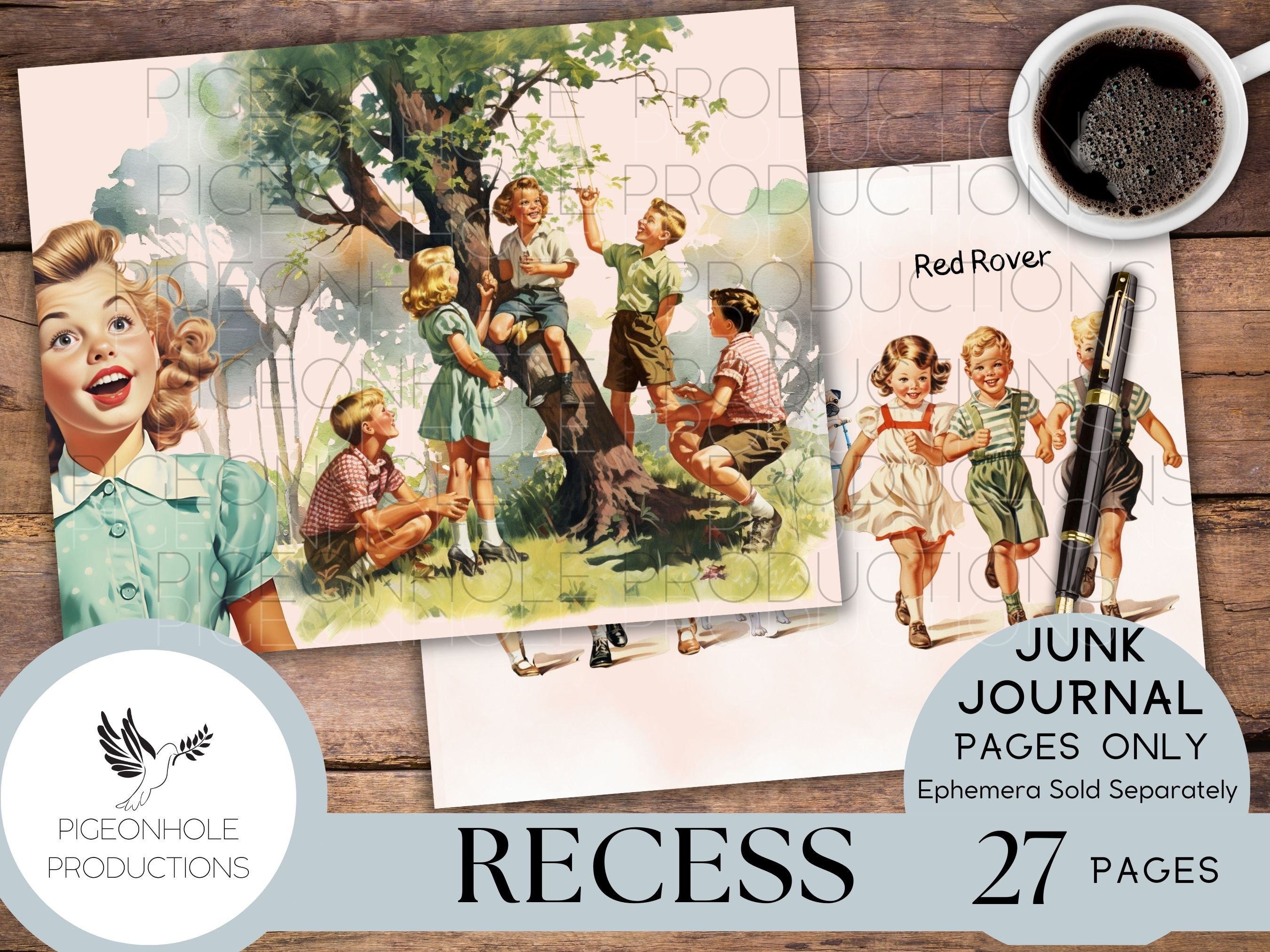 Recess Junk Journal Pages Only Kit, PRINTABLE, 27 Collage, Lined ...