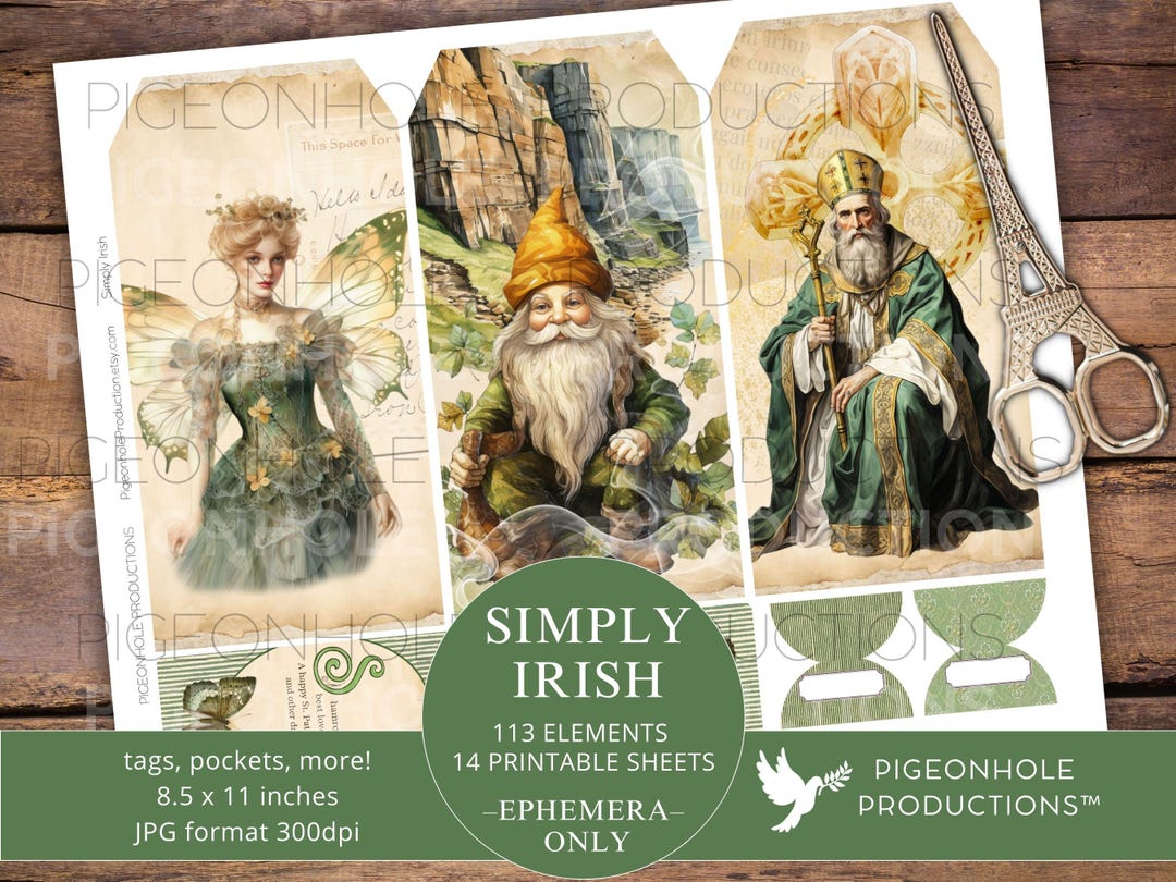 Simply Irish Junk Journal EPHEMERA, PRINTABLE, 113 Journal Cards, Tags ...