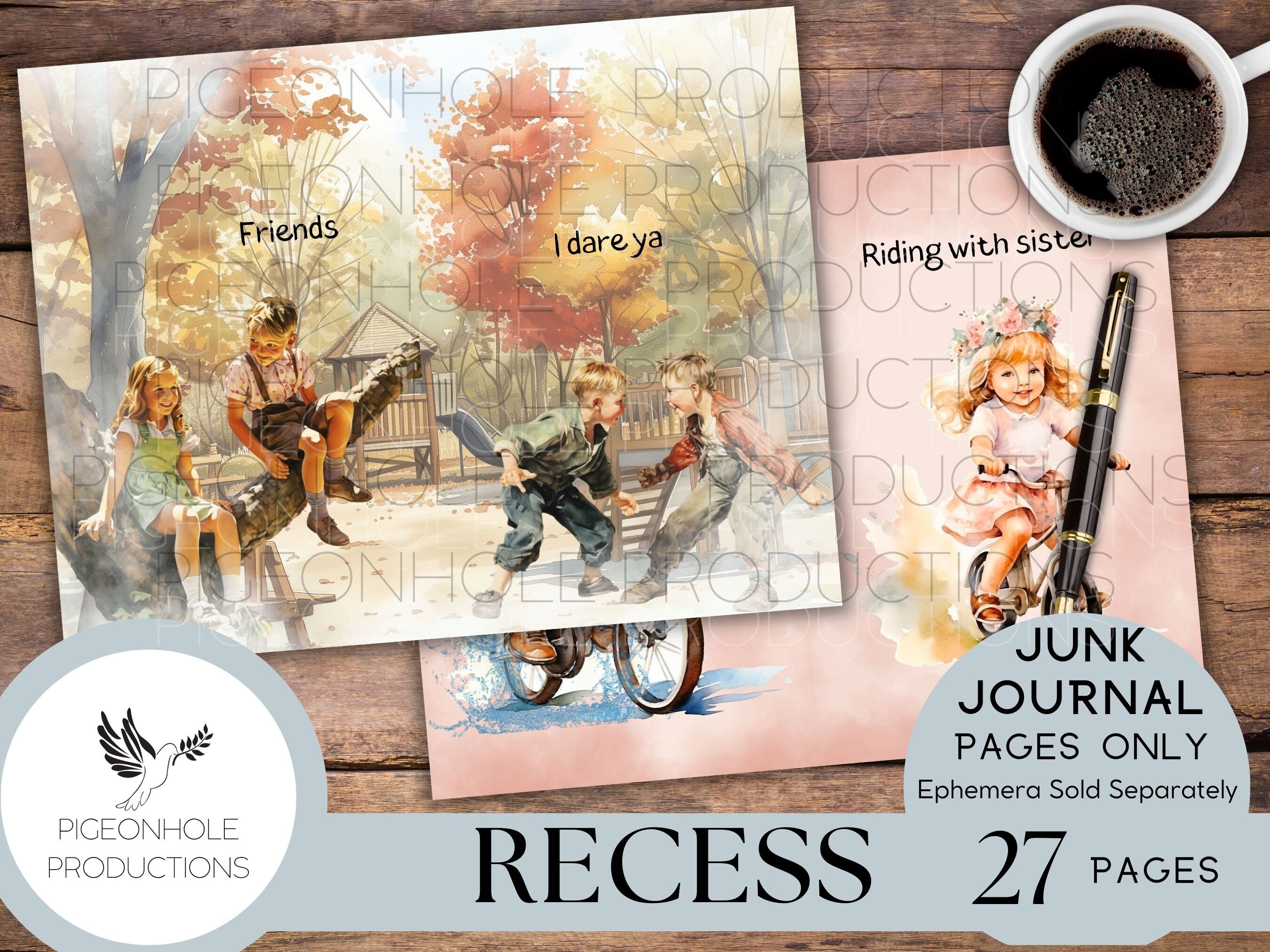 Recess Junk Journal Pages Only Kit, PRINTABLE, 27 Collage, Lined ...