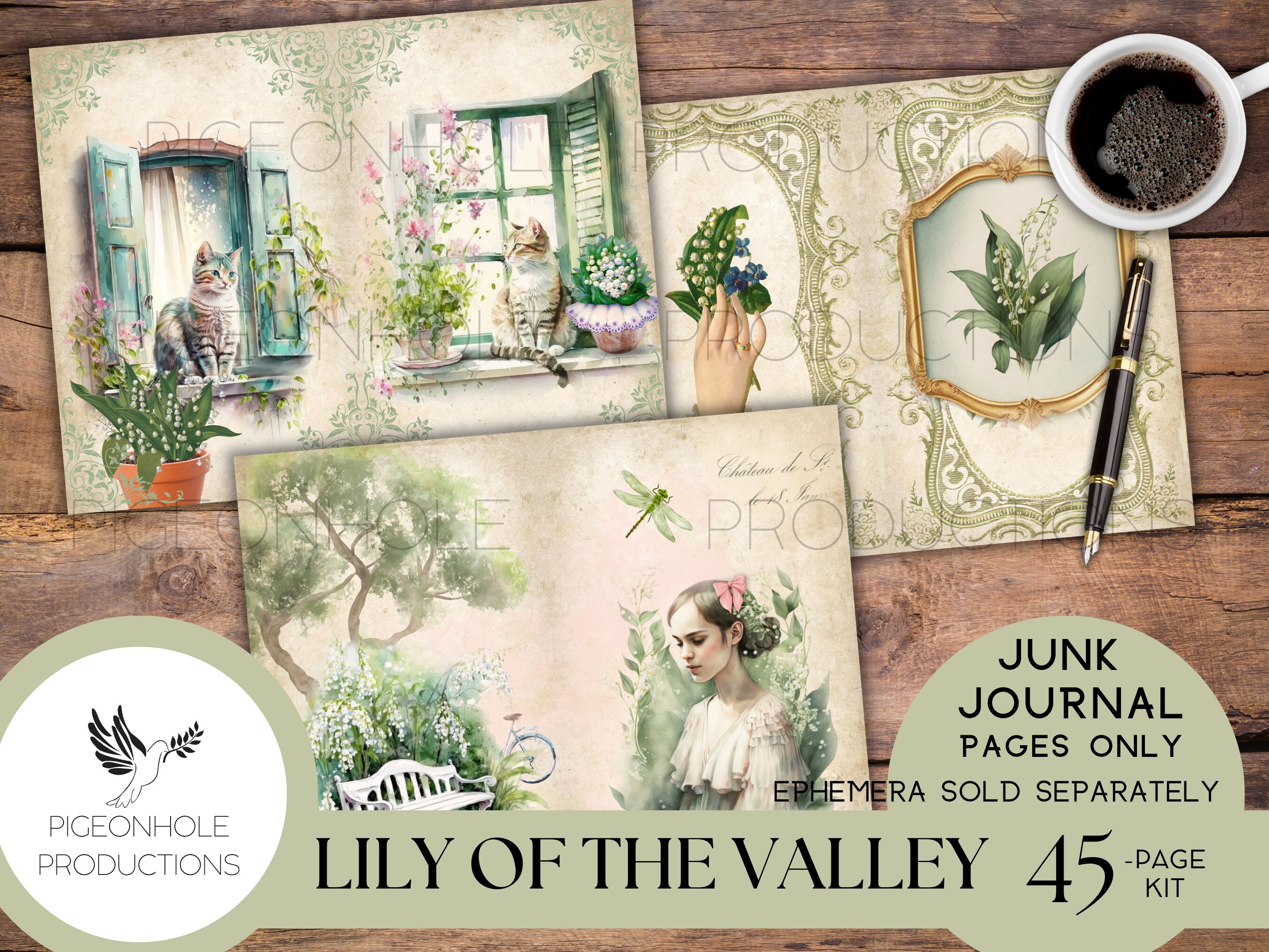 Lily of the Valley Junk Journal Pages, PRINTABLE, 45 Lovely Floral ...