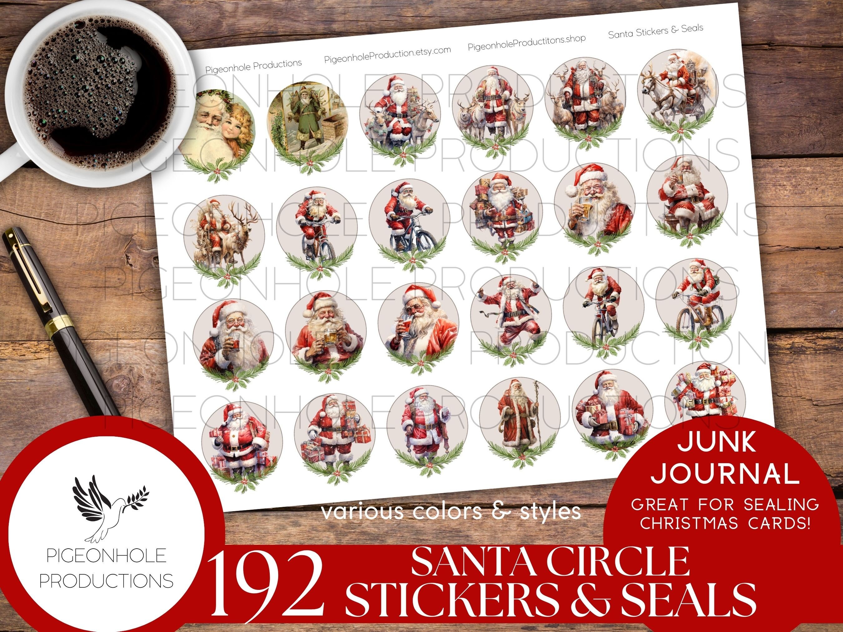 Santa Circle Stickers & Seals PRINTABLE 192 Christmas - Etsy