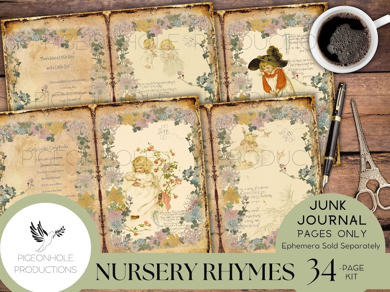 Nursery Rhymes Junk Journal Pages PRINTABLE Lovely Collage - Etsy