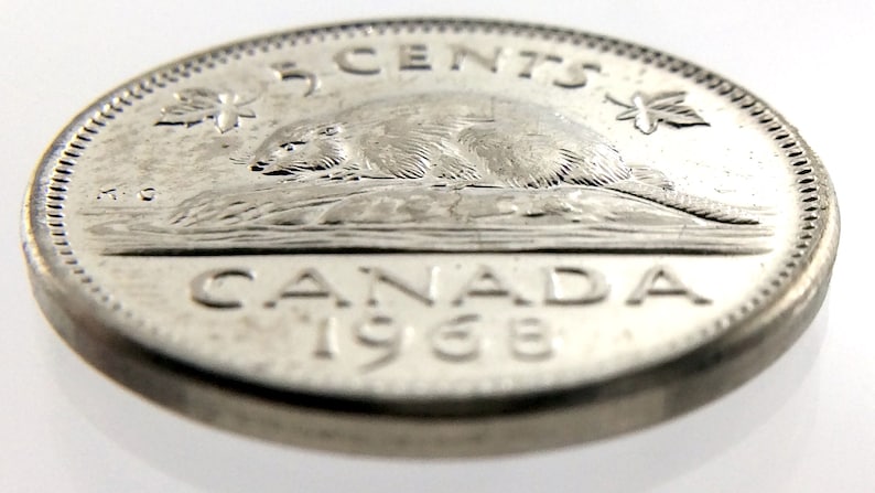 1968 Canada Five 5 Cents Nickel Uncirculated New Canadian Coin New ...