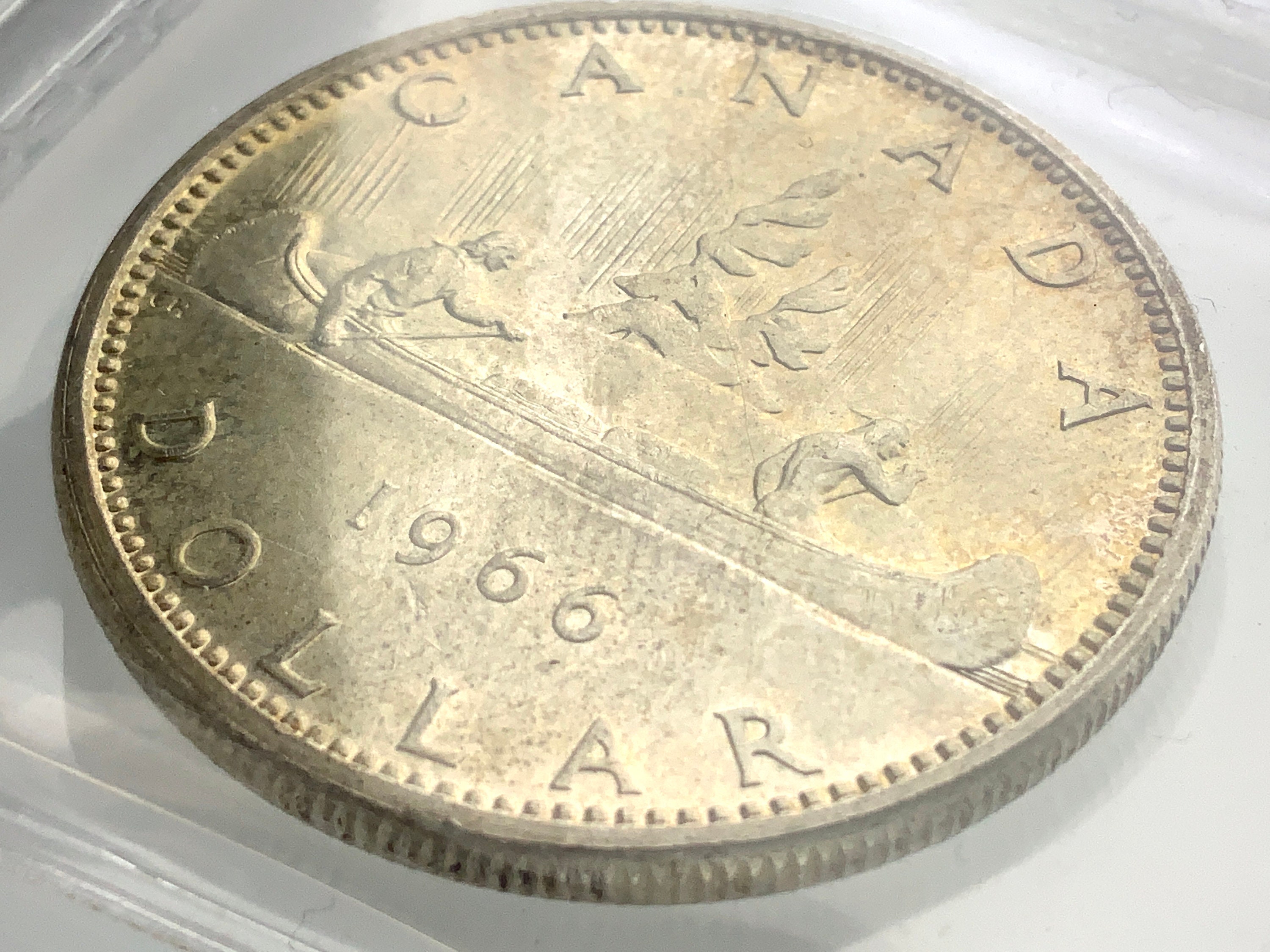 1966 Canada One 1 Dollar Large Beads ICCS Graded MS-65 Canadian Coin KM ...