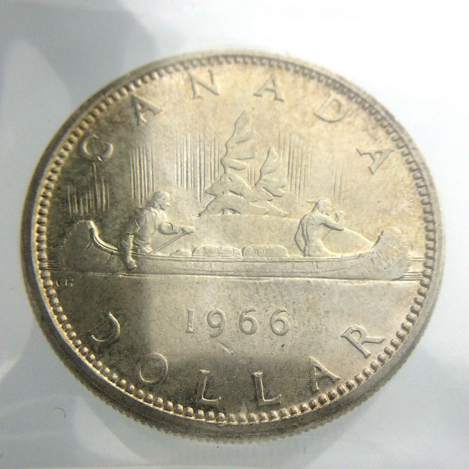 1966 Canada One 1 Dollar Large Beads ICCS Graded MS-65 Canadian Coin KM ...