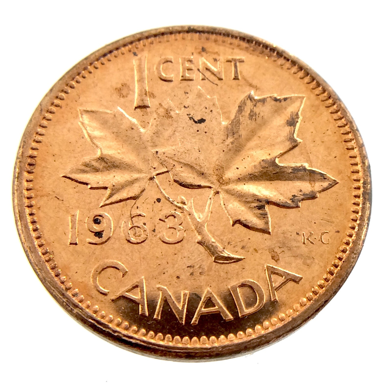 1963 Canada One 1 Cent Copper Penny Uncirculated Canadian Coin Fresh ...