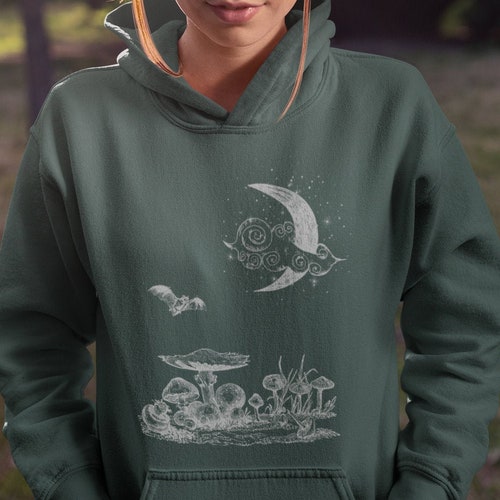Goblincore Hoodie With Mushroom Moon Scene. on Trend Oversized - Etsy UK