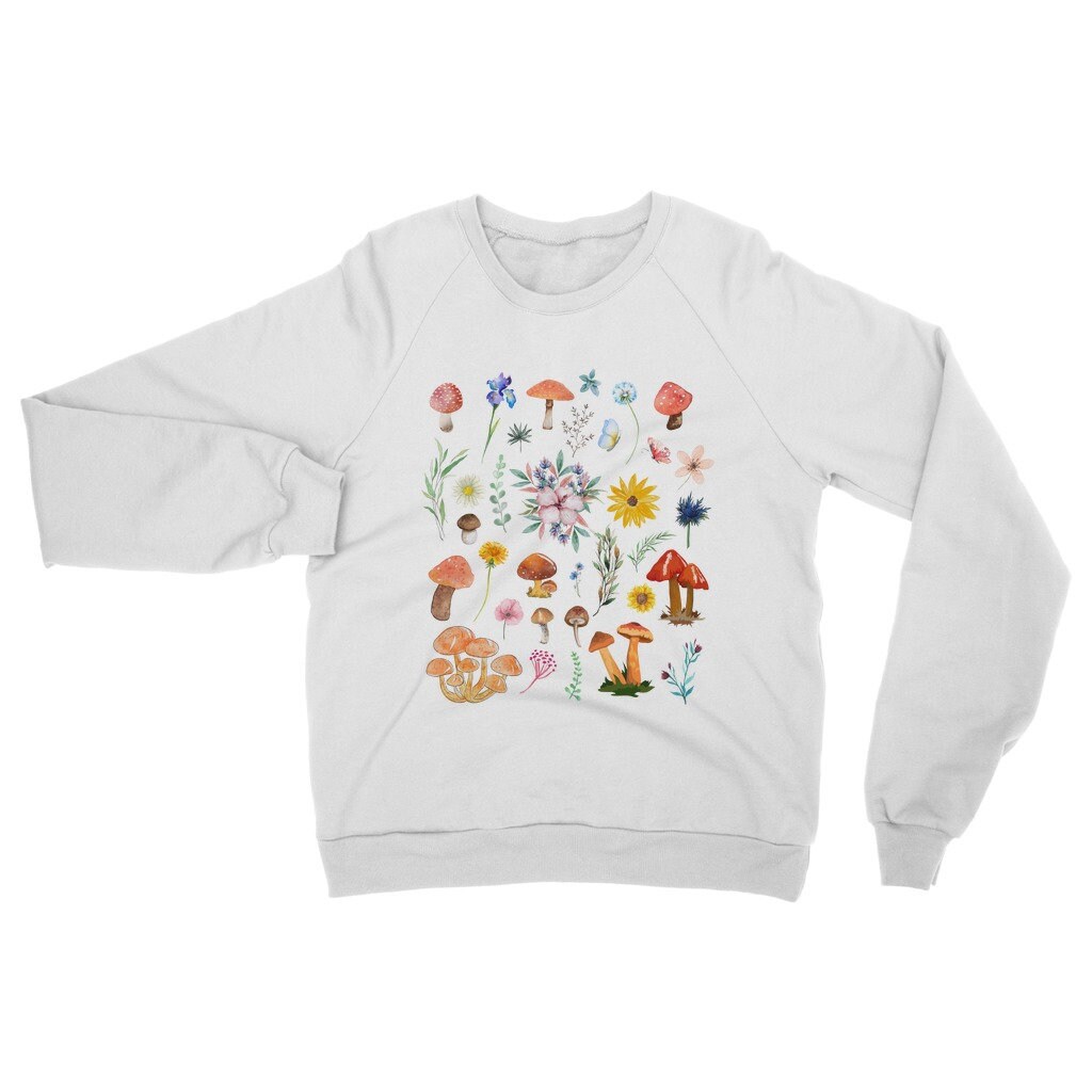Floral Cottagecore sweatshirt with flowers and mushrooms. Hand | Etsy